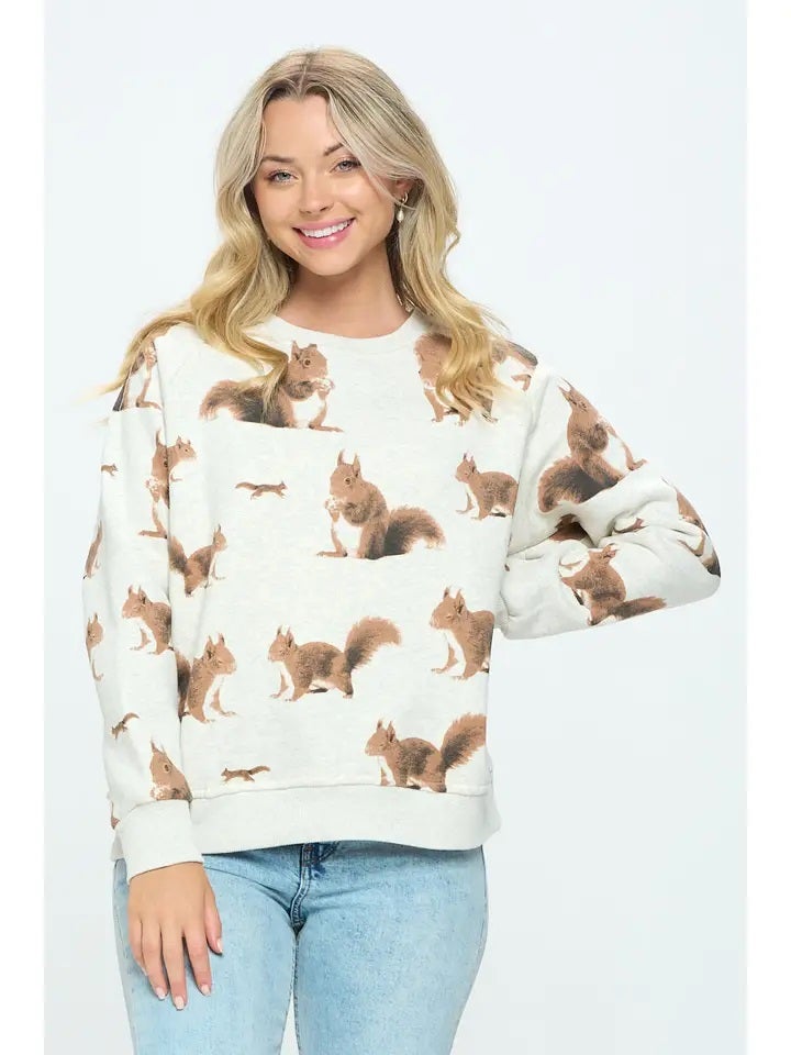 skiing squirrel sweater